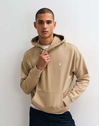 Polo Ralph Lauren hoodie &eacute;pais beige avec logo script imprim&eacute; au dos-Blanc