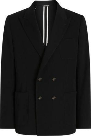 Dolce & Gabbana Homme, Vestes, Noir, Taille: L Blazer Crois&eacute; en Laine M&eacute;lang&eacute;e