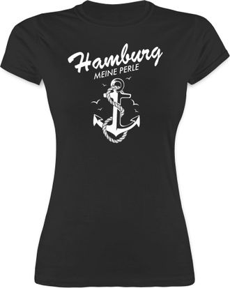 Shirtracer Shirt Damen - Stadt und City Outfit - Hamburg - Meine Perle - XXL - Schwarz - Shirts st&auml;dte Hamburger t-Shirt t Hamburg... Tshirt Souvenir tailliert T