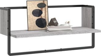 Generic Schweberegal Regal mit Stange, Wandregal, H&auml;ngeregal mit viel Stauraum, Wandboard, B&uuml;cherregal f&uuml;r Wohnzimmer/Badezimmer(Grau Sonoma 30x25x30 cm) (65 