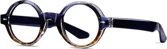 Generic Lunettes de soleil rétro rondes punk hommes mode clair anti lumière bleue femmes luxe rivets UV400, Léopard bleu transparent, Taille unique