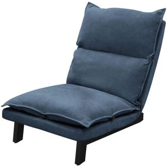 ML Design Bodenstuhl Blau, Bodensessel gepolstert, verstellbare R&uuml;ckenlehne, Leinenbezug, Stahlgestell, Loungesessel Sitzkissen Bodensofa Bodensitz Bodenkissen