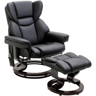 HOMCOM Homcom - Relaxsessel mit Fu&szlig;hocker, Elektrischer Fernsehsessel mit Liegefunktion, Drehbarer Massagesessel mit Fernbedienung, Seitentasche, f&uuml;r