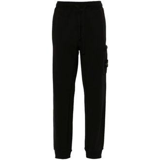 Stone Island Homme, Pantalons, Noir, Taille: L Pantalon de surv&ecirc;tement fusel&eacute; en maille avec badge Compass
