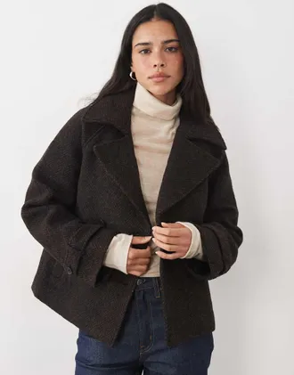 Abercrombie & Fitch veste en m&eacute;lange de laine &agrave; chevrons marron