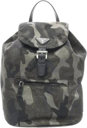 Prada Pre-owned Nylon Saffiano Leather Backpack - Homme - Pre-owned - Vert - Taille: ONE Size