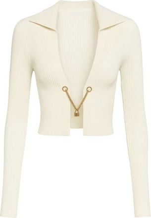 John Richmond Femme, Pulls, Blanc, Taille: 36 FR Deep V Top with Metal Front Closure