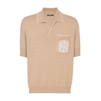 Balmain Besticktes V-Ausschnitt Polo Beige - - Tops - Herren - Beige - L