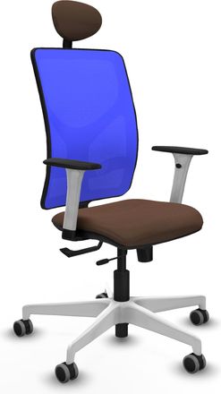 Piqueras y Crespo Arbeitsstuhl mit Armlehnen, h&ouml;henverstellbarer Lendenwirbelst&uuml;tze und festem Kopfteil, ausgestattet mit Syncro/Traslack und Schneideschaum, Blau/Dunke