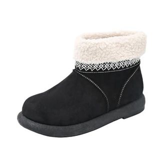 Generic Bottes de neige confortables avec doublure en polaire pour femme - &Eacute;l&eacute;gantes - Bout rond - Talon bas - Confortables - Chaudes - &Agrave; enfiler - Style d&eacute;co