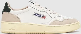 Autry Baskets Medalist Cuir Blanc, Beige, Vert Sapin