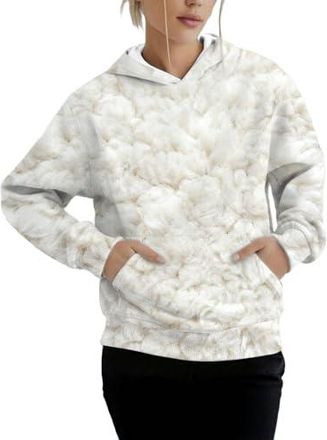 Generic Sweat à capuche surdimensionné pour femme - Imprimé décontracté - Manches longues - Chaud et doux - Veste décole pour femme, blanc, XXL