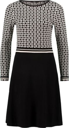 Zero Damen Strickkleid grafisches Muster 42, BlackCream