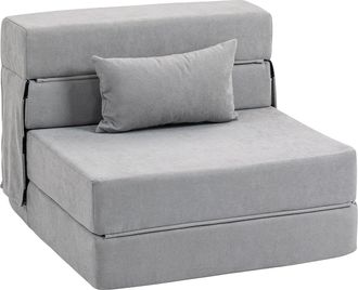 HOMCOM 3 in 1 Schlafsessel Klappbar Schlafsofa mit Bettfunktion Verstellbarer R&uuml;ckenlehne Kissen G&auml;stebett in Flanelloptik Klappsessel f&uuml;r Wohnzimmer Schlafz