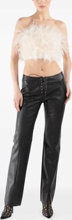 Sally Lapointe Cropped-Top mit Federn - Nude