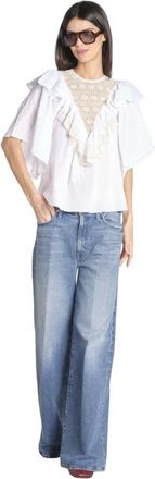 Antik Batik Femme, Blouses et Chemises, Blanc, Taille: 40 FR Lace Ruffle Shirt