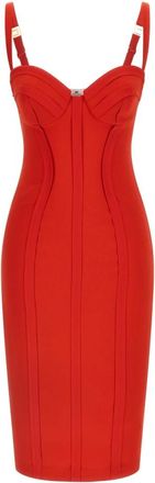 Elisabetta Franchi Femme, Robes, Orange, Taille: 42 FR Robe midi en cr&ecirc;pe l&eacute;ger