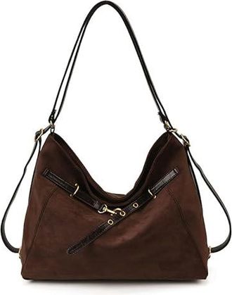 Generic Sac fourre-tout tendance en daim pour femme - Grande capacit&eacute; - En cuir souple - Pour voyage, universit&eacute;, travail, sac &agrave; main d&eacute;contract&eacute; r&eacute;tro, 009-c