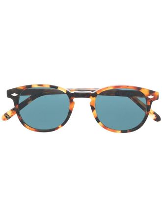 Lesca lunettes de soleil rondes &agrave; effet &eacute;cailles de tortue - Marron