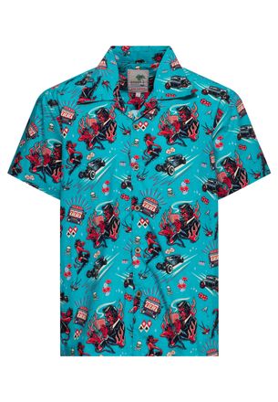 King Kerosin Herren Hawaiihemd Rockabilly Hot Devil