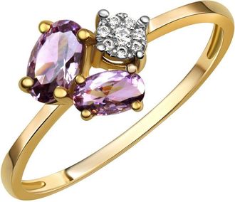 Fascination by Ellen K F Ring Gold 375 mit echtem Amethyst + Zirkonia