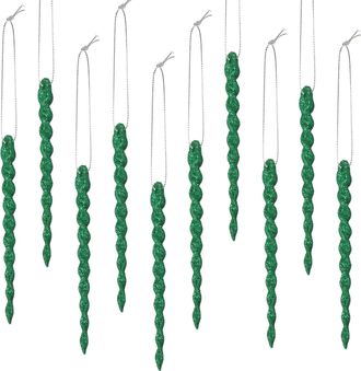 Boao 30 St&uuml;ck Kunststoff-Eiszapfen Weihnachtsschmuck Dekoration f&uuml;r Weihnachtsbaum, Urlaub, Xmas Party, Hochzeit - H&auml;ngend (Dunkelgr&uuml;n, 15 cm)