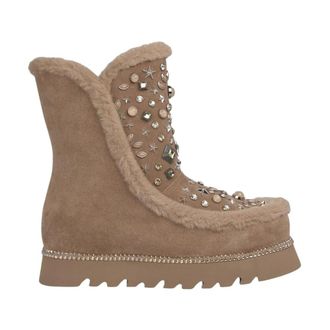Alma En Pena Pelzbootie mit Nieten - - Shoes - Damen - Beige - 36 EU