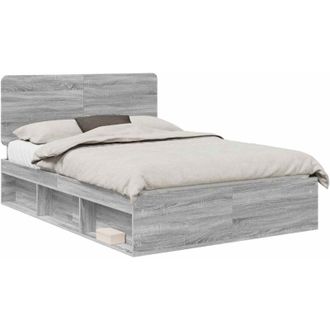 vidaXL Bettrahmen Graues Sonoma 150 x 200 cm Massives Kiefernholz vidaXL