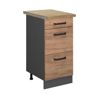 Vicco Meuble cuisine R-Line, Chêne de force doré, 40 cm avec tiroirs, pt Chêne