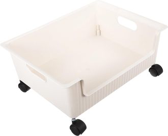 Supvox B&uuml;cherbox aus Robustem Kunststoff mit Rollen Mittlere Aufbewahrungsbox f&uuml;r B&uuml;cher und Mobiler Organizer f&uuml;r Schlafzimmer und Studentenwohnheim