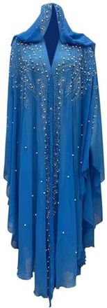 Generic Robe longue décontractée à capuche en mousseline de soie avec strass pour femme musulmane 2026, I, taille unique