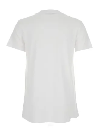 Max Mara Womens White Crewneck T-Shirt With Tonal Logo Cotton T-Shirts & Jerseys