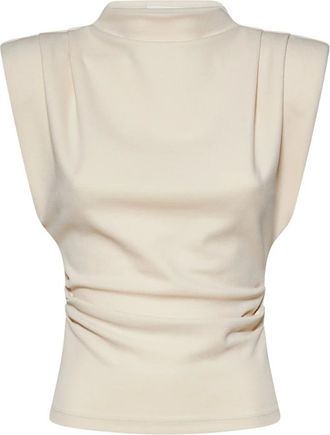 Silvian Heach Femme, Tops, Beige, Taille: 40 FR Top Structur&eacute; avec D&eacute;tails Drapp&eacute;s