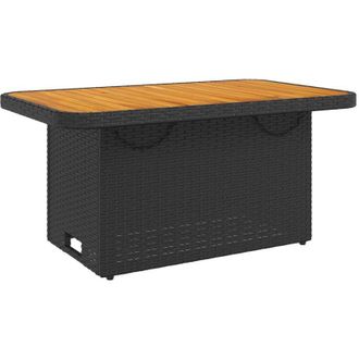 vidaXL Gartentisch Schwarz 90x55x71 cm Poly Rattan und Akazienholz - Vidaxl