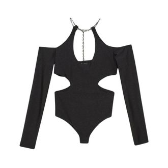 Patrizia Pepe Femme, Tops, Noir, Taille: 36 FR Body en nylon avec col montant