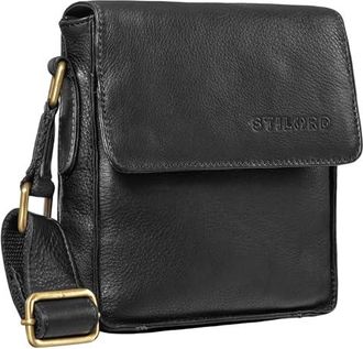 STILORD Nate Sacoche Vintage Cuir Homme Petite Sac a bandouliere pour Hommes Sac Messager Sac &agrave; l&eacute;paule Cuir V&eacute;ritable, Couleur:noir