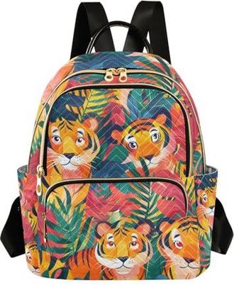 Mnsruu Mini sac à dos pour femme, motif tigre coloré jungle, petit sac à dos tendance, sac à dos décontracté, Multi418, S