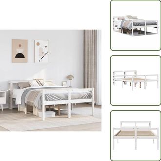 vidaXL Seniorenbett mit Kopfteil ohne Matratze Wei&szlig; 150x200 cm - Seniorenbett - Seniorenbetten - Bett F&uuml;r Senioren - Betten F&uuml;r Senioren