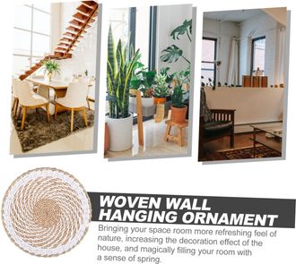 TOPBATHY Wandkorb Dekoration Rund Handgewebt Rustikal Boho Wanddeko Für Wohnzimmer Schlafzimmer Natürliche DIY Zierde Ihrem Hause Fürs Einfache Aufhängen