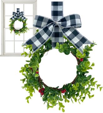 Generico Weihnachtskranz Bauernhof - Modern High-Performance, elegant, rustikal, Weihnachtskr&auml;nze, k&uuml;nstliche rote Fr&uuml;chte, 27,9 cm, 203,7 cm (11 Zoll), karier