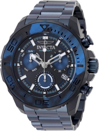 Invicta Carbon Hawk 51079 Herrenuhr - Quarzwerk - Edelstahl mit blauem Zifferblatt - 48 mm