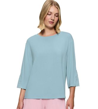 Triumph Aura Spotlight Top, Hemd Damen, Blau (Silver Blue), 38