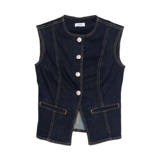 Liu Jo Femme, Vestes, Bleu, Taille: 38 FR Denim Vest