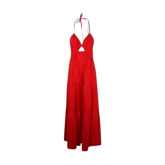Twinset Elegantes Langes Kleid mit Tr&auml;gern - - Dresses - Damen - Rot - M