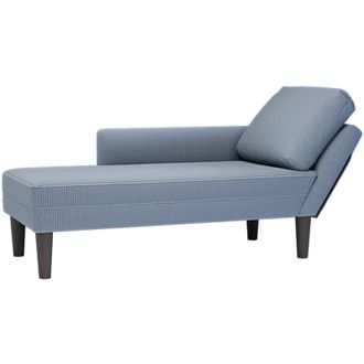 vidaXL Chaise longue avec coussin bleu tissu en velours c&ocirc;tel&eacute; Vidaxl