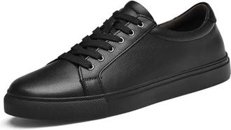 Generic Baskets en cuir v&eacute;ritable pour homme, chaussures d&eacute;contract&eacute;es, douces, respirantes et tendance pour homme, Noir, 40 2/3 EU