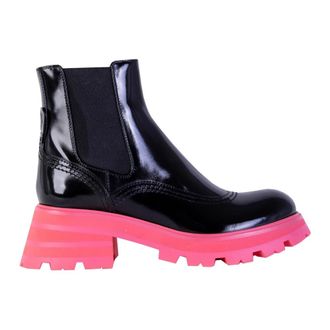 Alexander McQueen Fluo Pink Sole Chelsea Stiefel - - Shoes - Damen - Schwarzk - 37 EU