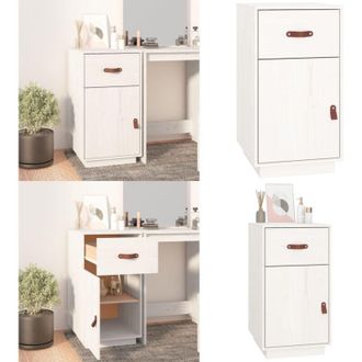 vidaXL Armoire de bureau Blanc 40x50x75 cm Bois massif de pin - Meuble De Bureau - Armoire De Rangement - Meuble Design - Bibliothèque - Commode - Home &
