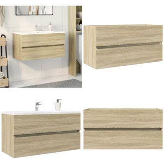 vidaXL Vidaxl - Armoire d&eacute;vier Ch&ecirc;ne sonoma 90x38,5x45 cm Agglom&eacute;r&eacute; - Meuble Salle De Bain - Armoire Salle De Bain - Rangement Salle De Bain - Meuble