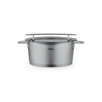 FISSLER Phi Collection Kochtopf (24 cm, 5,1 L) mit Glasdeckel - gro&szlig;er Edelstahl-Topf, induktionsgeeignet, energiesparend, sp&uuml;lmaschinengeeignet, Premium Qual